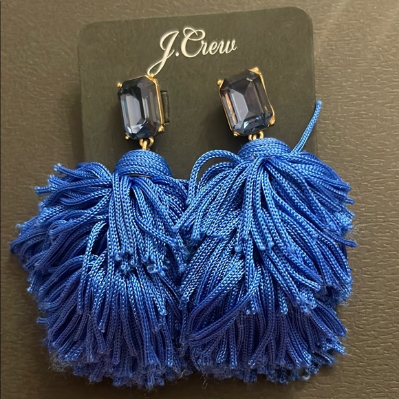 J. Crew | Jewelry | J Crew Layered Blue Fringe Earrings | Poshmark